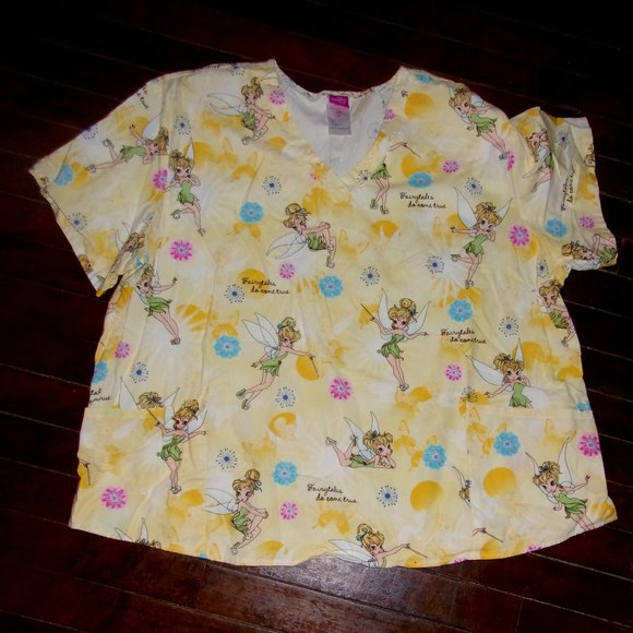 Disney | Tops | Disney 3x 3 X Scrub Top Uniform Shirt Work Wear Yellow ...